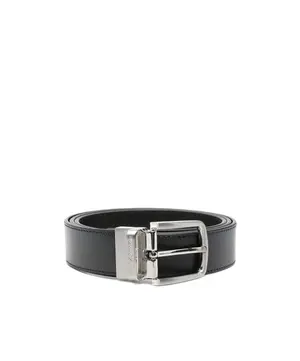 Emporio Armani Logo-engraved Buckle Belt - Navy