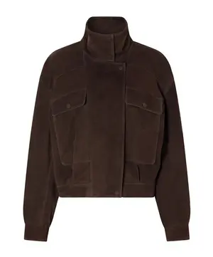 Nour Hammour Long-sleeved Leather Jacket - Chocolate-colored
