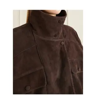 Nour Hammour Long-sleeved Leather Jacket With Stand Collar