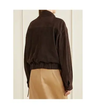 Nour Hammour Long-sleeved Leather Jacket With Stand Collar