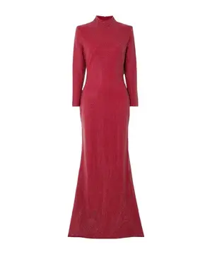 Solace Long-sleeve High-neck Dress - Red