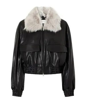 Nour Hammour Long-sleeved Leather Jacket - Black
