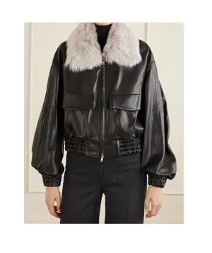 Nour Hammour Long-sleeved Leather Jacket