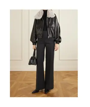 Nour Hammour Long-sleeved Leather Jacket
