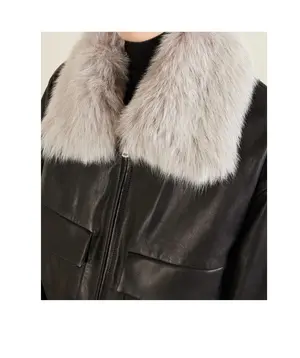 Nour Hammour Long-sleeved Leather Jacket
