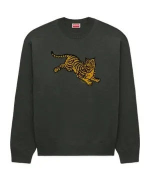 Kenzo Jumping Tiger' Embroidered Jumper In Wool Cotton