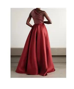 Solace One-shoulder Gown With Embellished Bodice And Voluminous Overlay Skirt
