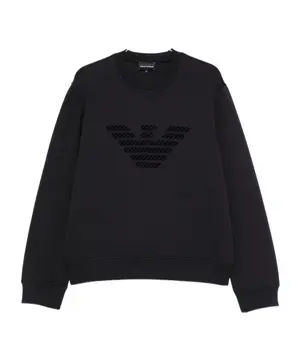 Emporio Armani Crewneck Sweatshirt With Logo Print - Black