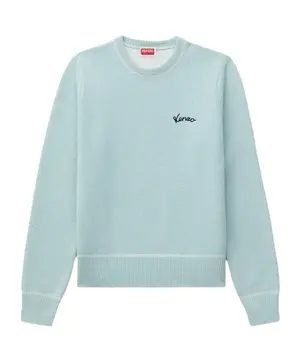Kenzo Varsity' Jumper In Cotton Wool - Light Blue