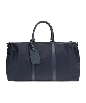Kiton Leather Trim Travel Duffle Bag - Blue