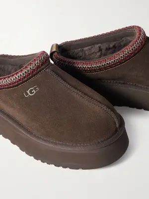UGG Embroidered Shearling Slip-on Slipper