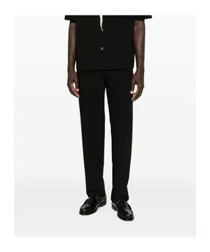 Emporio Armani Pressed-crease Straight-leg Trousers - Black