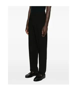 Emporio Armani Pressed-crease Straight-leg Trousers - Black