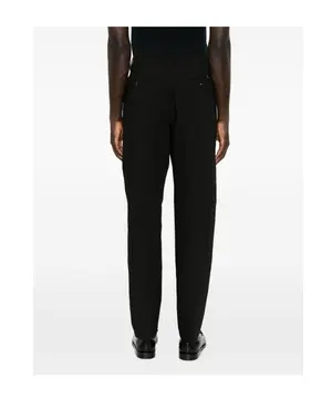 Emporio Armani Pressed-crease Straight-leg Trousers - Black