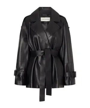 Nour Hammour Long-sleeved Leather Jacket - Black