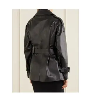 Nour Hammour Long Sleeve Leather Belted Jacket