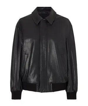 Nour Hammour Long-sleeved Leather Jacket - Black