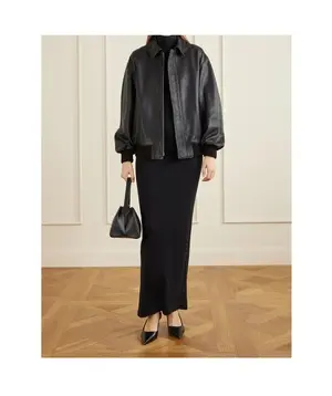 Nour Hammour Long-sleeved Leather Jacket