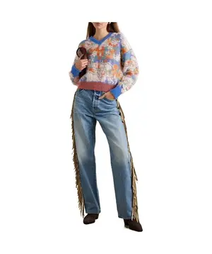 MOTHER Cropped Intarsia-knit Sweater