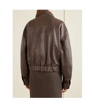 Nour Hammour Long-sleeved Leather Jacket With Stand Collar