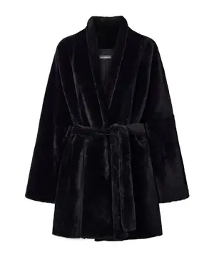 Nour Hammour Paneled Shearling Coat - Black