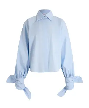 PATOU Bow-detail Long-sleeve Blouse - Light Blue