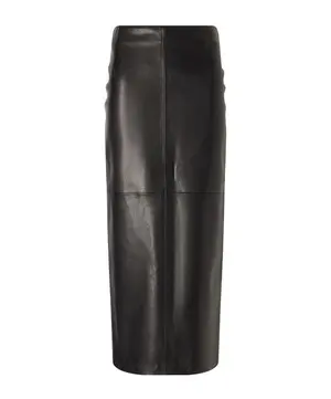 Nour Hammour Paneled Leather Maxi Skirt