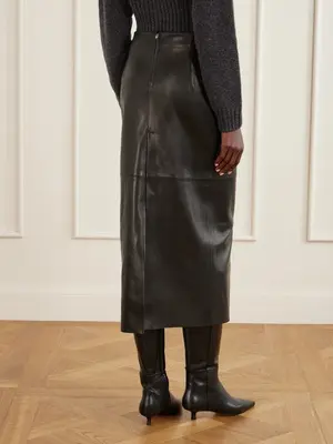 Nour Hammour Paneled Leather Maxi Skirt