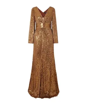 Jenny Packham Sequined Mesh Gown - Brown