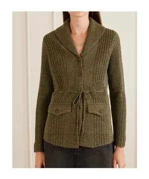 Ralph Lauren Cotton Linen Knit Belted Shawl Collar Sweater