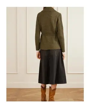 Ralph Lauren Cotton Linen Knit Belted Shawl Collar Sweater