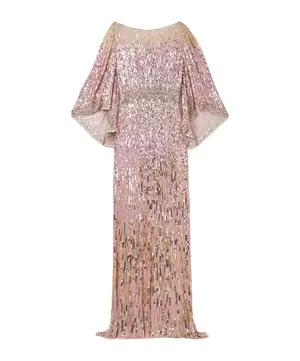 Jenny Packham Shimmer Sequin Evening Dress - Pink