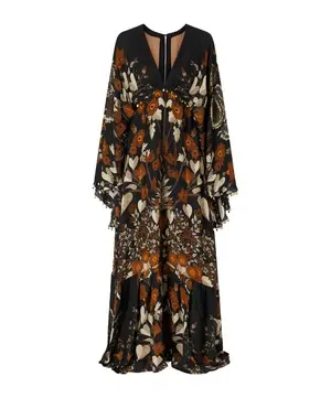 Johanna Ortiz Floral-print V-neck Maxi Dress - Black