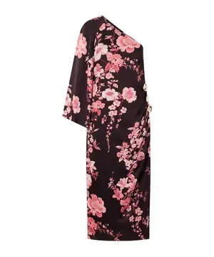 Borgo De Nor Embellished Printed Satin Midi Dress - Black