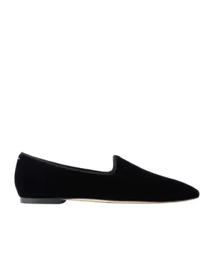AeydĒ Solid Velvet Loafers - Black