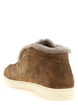 Santoni Fortune" Suede Ankle Boots With Shearling Lining