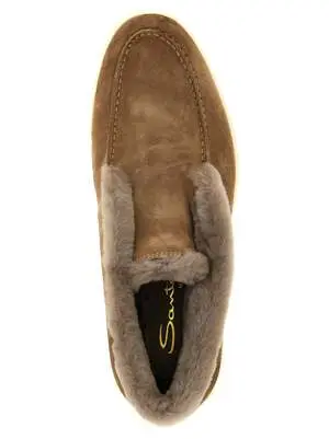 Santoni Fortune" Suede Ankle Boots With Shearling Lining