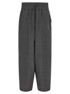 AMI Paris AMI PARIS Mélange Wool Wide Leg Pants Gray