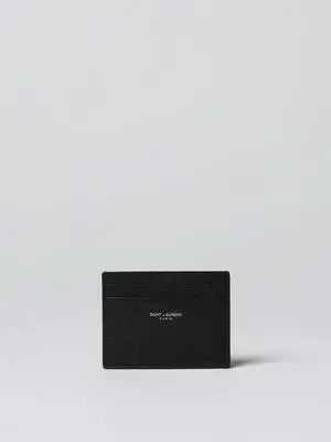 Saint Laurent Grain De Poudre Leather Credit Card Holder - Black