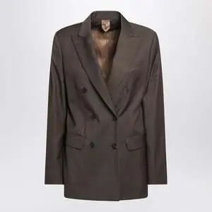 Max Mara Leather Double-breasted Wool Jacket - Brown