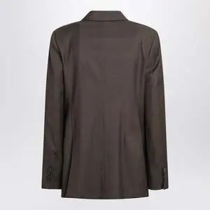 Max Mara Leather Double-breasted Wool Jacket - Brown