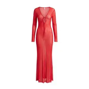 ALOMA STUDIO Améthyste Maxi Mesh Dress - Red