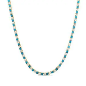 SHYMI Tennis Necklace With Alternating Stones - Gold/blue