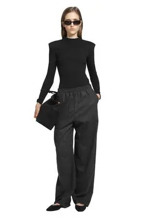 JIL SANDER Wool Jersey Bodysuit With Padded Shoulders - Black