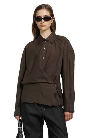 LEMAIRE Straight Collar Twisted Shirt - Brown