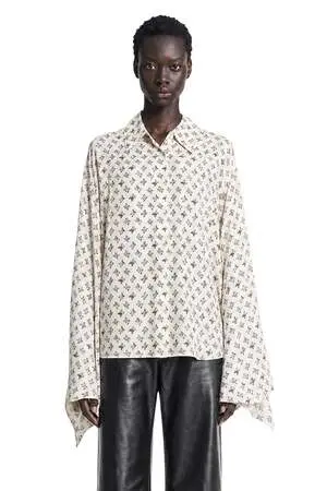 Max Mara Oversized Printed Silk Shirt - White