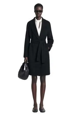 Max Mara Double Face Wool Coat With Shawl Collar - Black