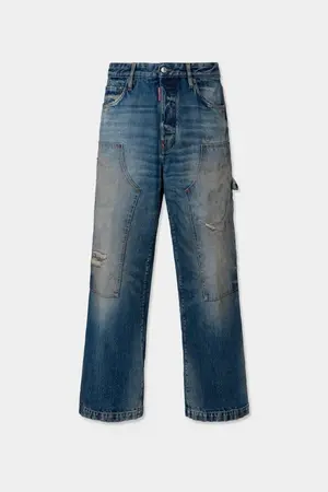 Dsquared2 Grease Monkey Spot Baggy Carpenter Jeans - Blue