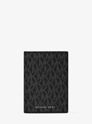Michael Kors Hudson Signature Logo Folio Card Case - Black