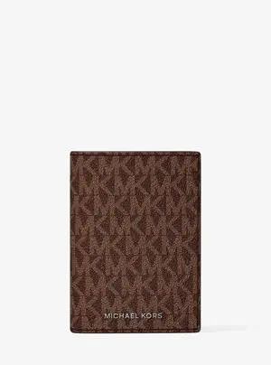 Michael Kors Hudson Signature Logo Folio Card Case - Brown
